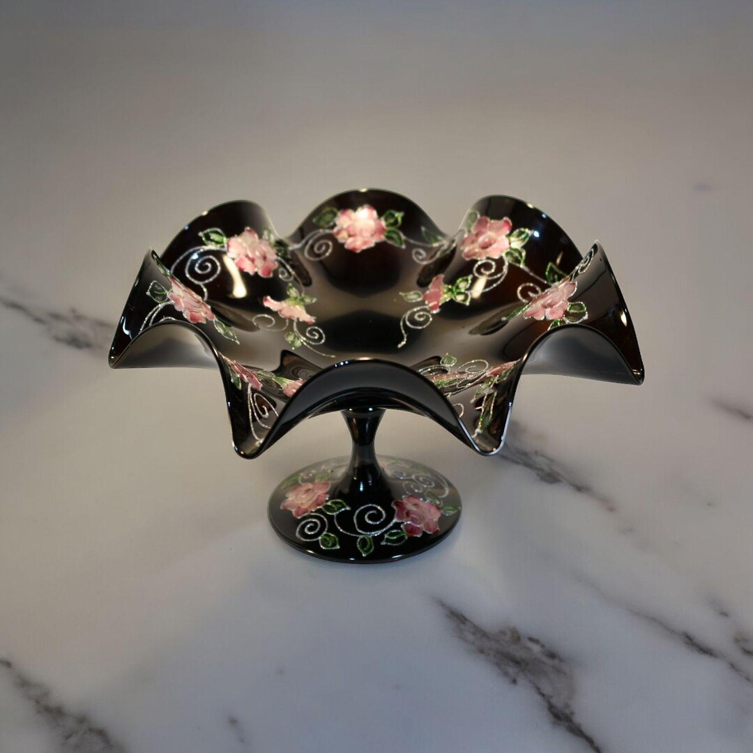 Hand Blown Glass Large Fruit Bowl - Candy Dish, Centerpiece,pink Hand ...