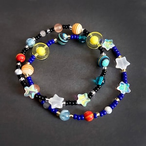 Space Solar System Bracelet. Handmade Beaded Elasticated Bracelet ...