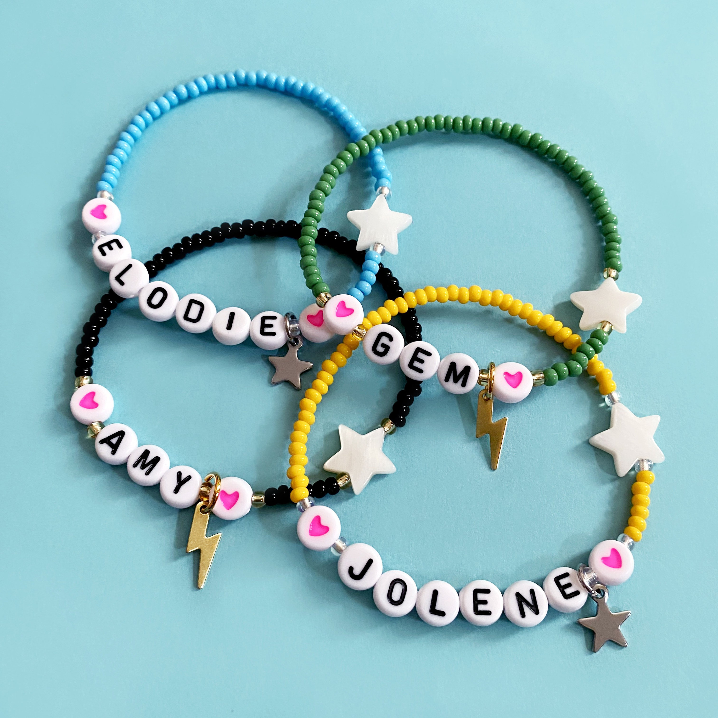Seed bead name bracelet store