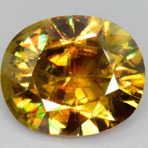 Natural Full Fire 5.9ct Sphene, Uniquely Master Cut Oval Nearly 6ct ...
