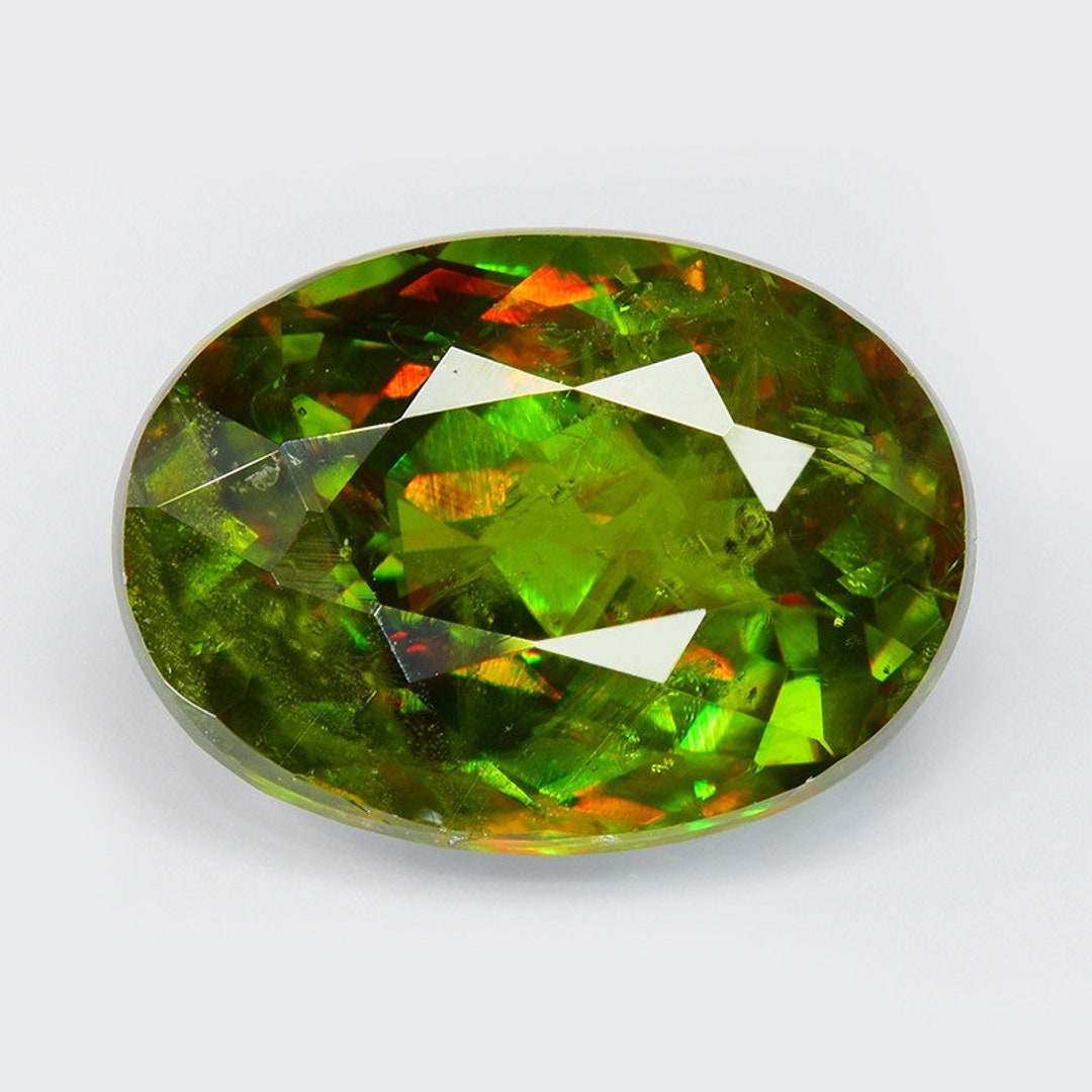 Natural 4.5ct Chrome Sphene, Oval Cut Large Green Sphene, Loose Rare ...