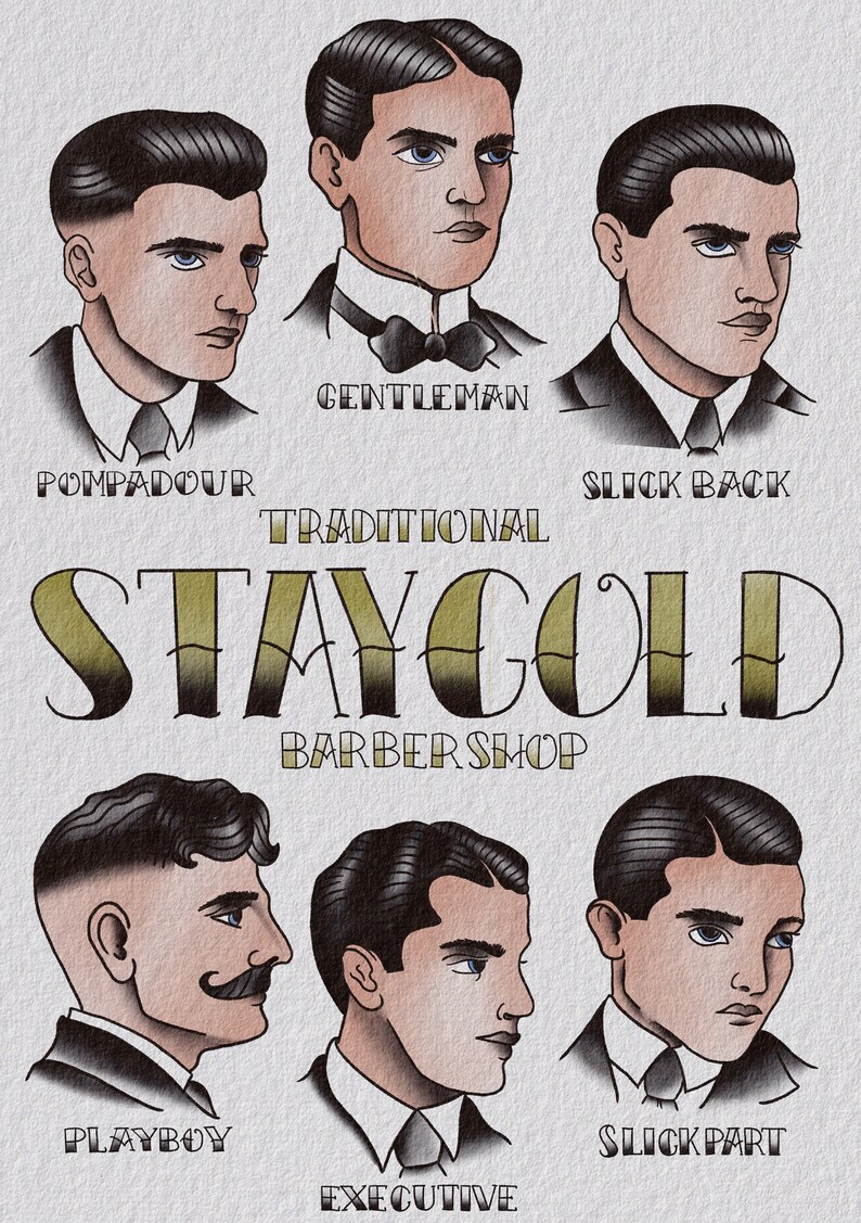 Barbershop Haircut Menu Tattoo Flash Sheet - Etsy