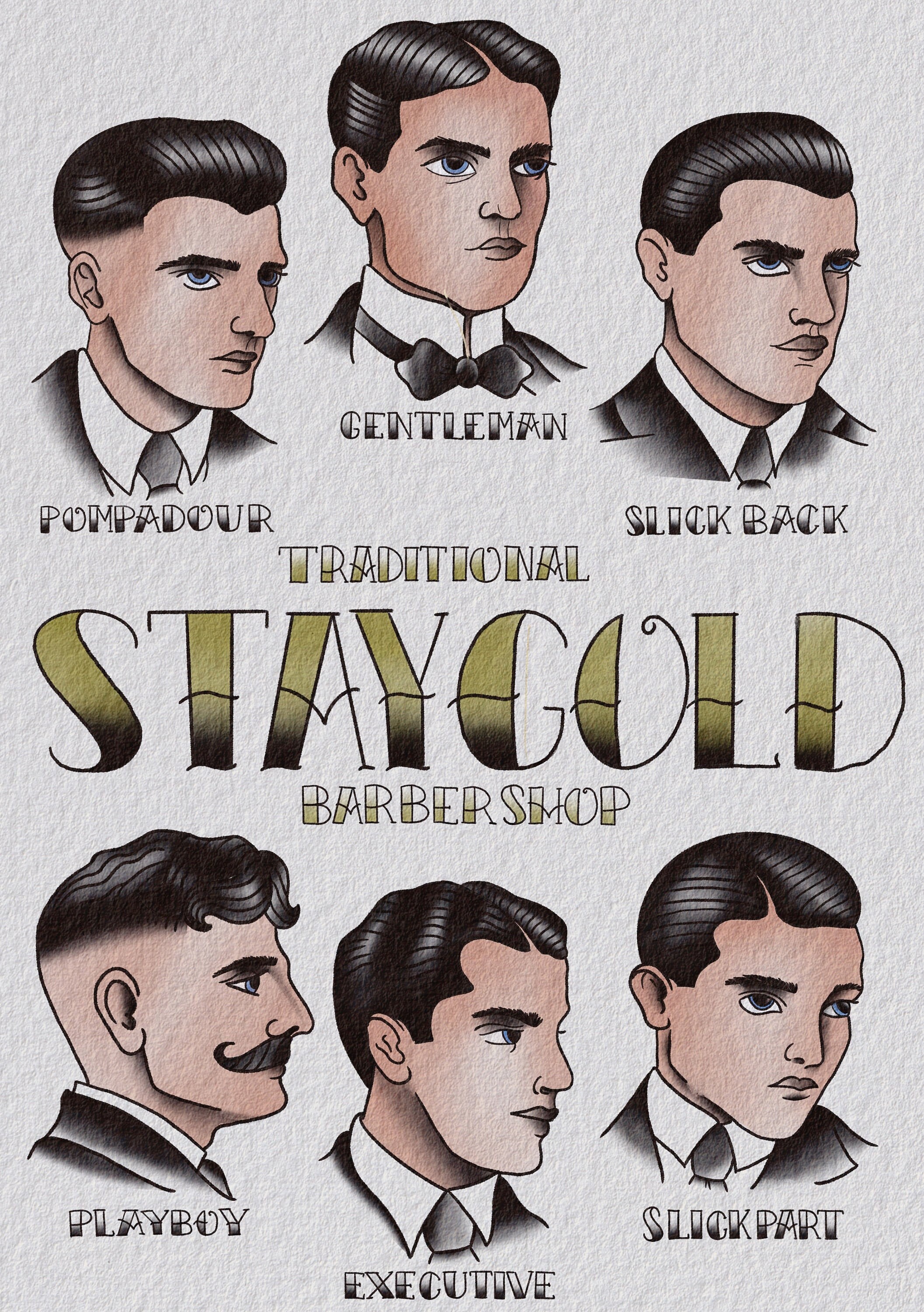 Barbershop Haircut Menu Tattoo Flash Sheet - Etsy