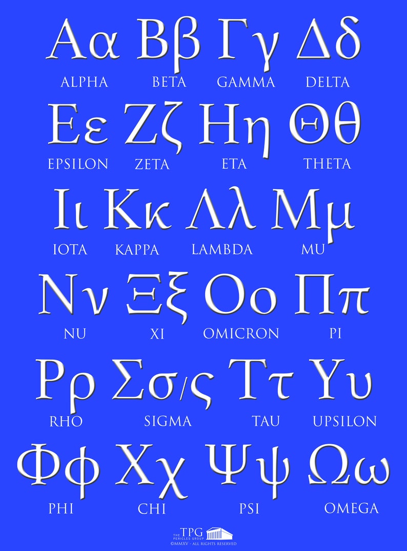 Greek Alphabet Digital Poster - Etsy