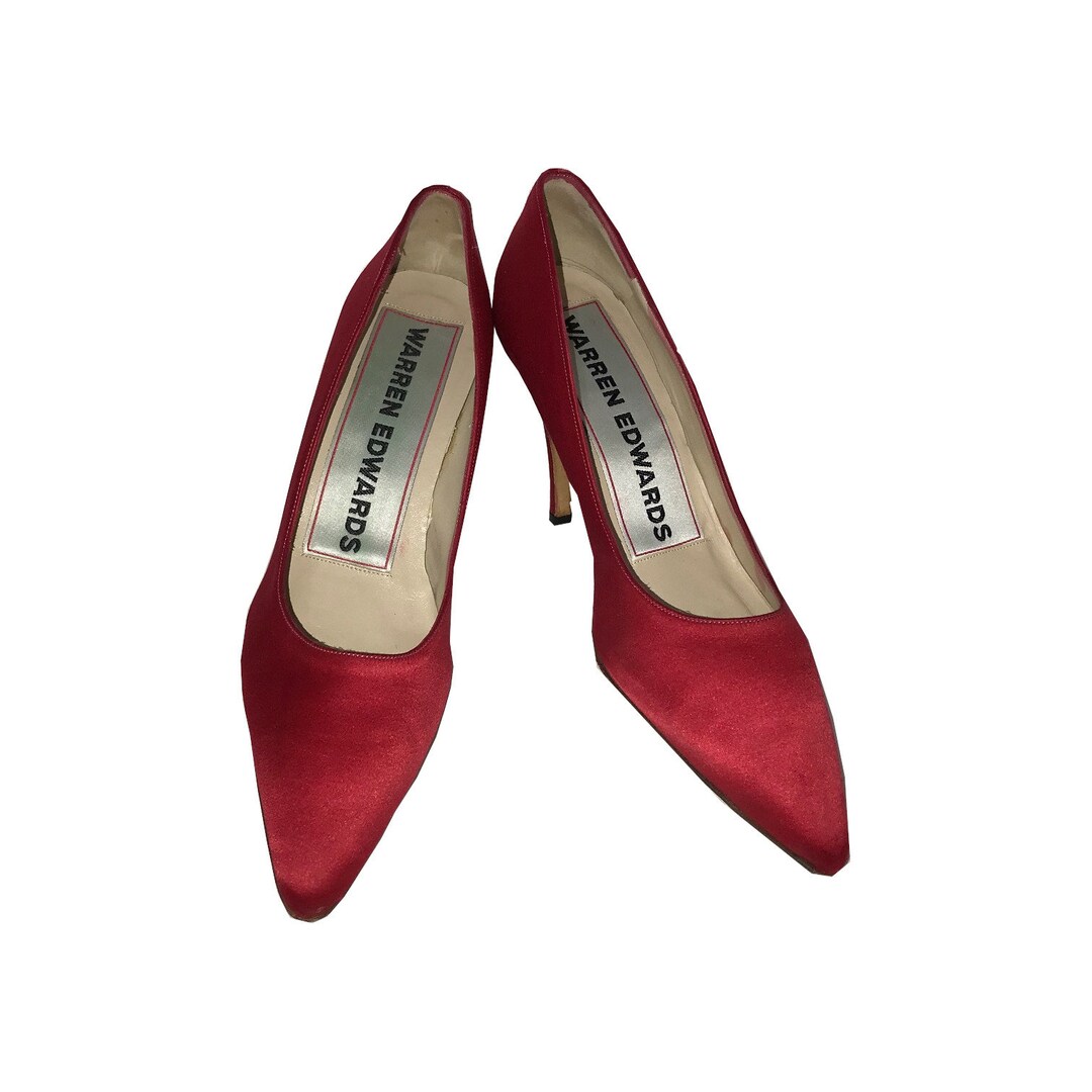 Warren Edwards Red Satin Pointed Toe Pump Size 6A - Etsy