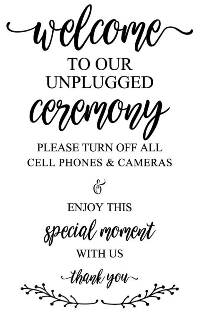 Unplugged Ceremony Svg, Wedding Svg, Unplugged Wedding Sign Svg ...