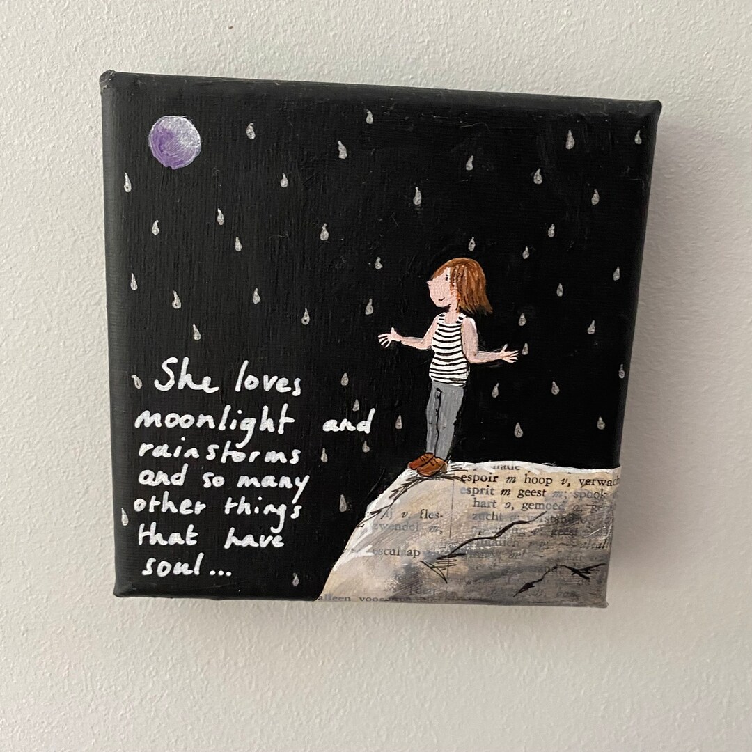 Mini Canvas: She Loves Moonlight - Etsy