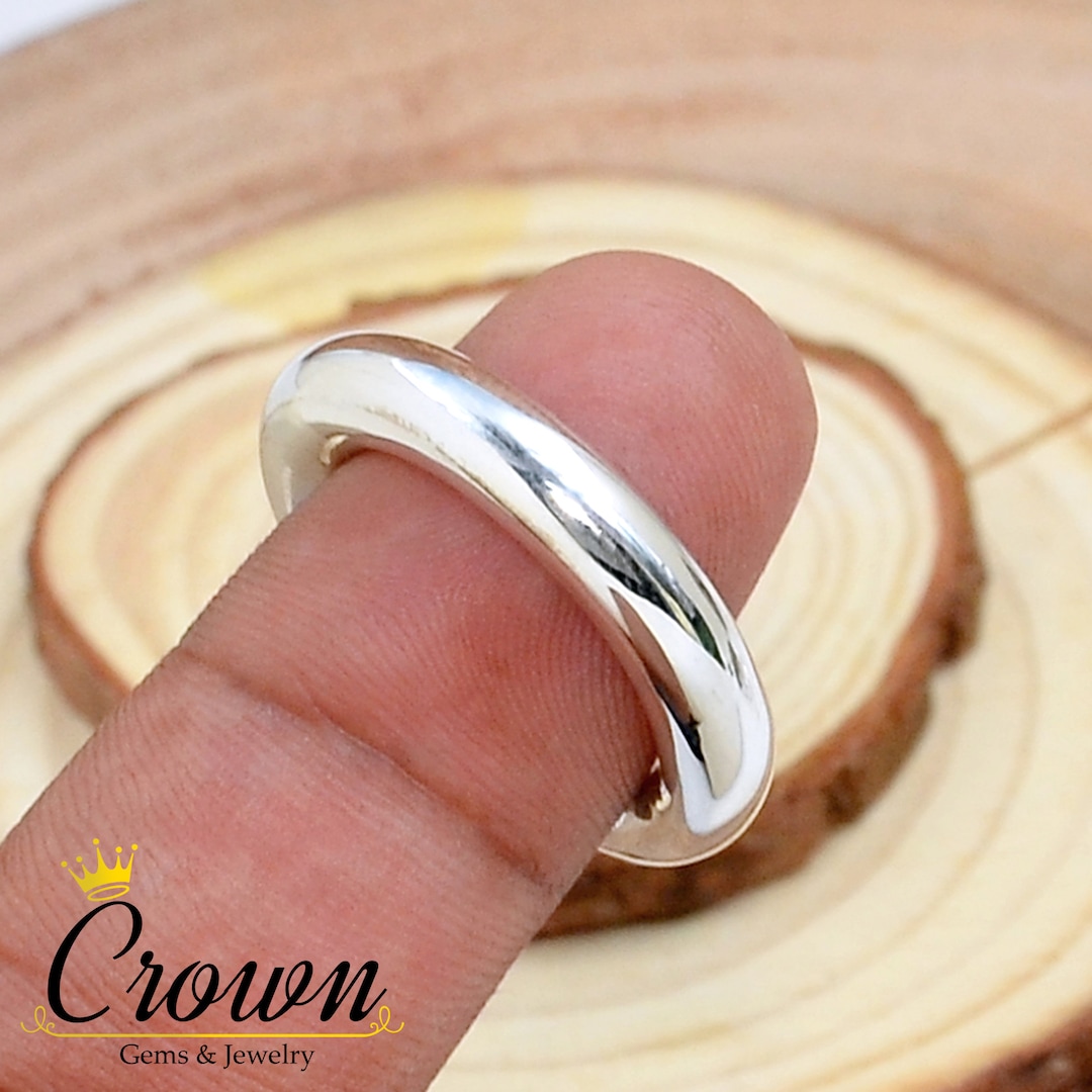 Round Band Ring, Halo Ring, Chunky Silver Ring, Thick Round Band Ring ...