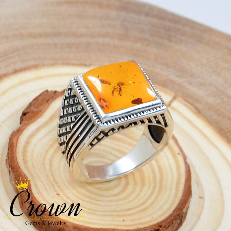 Amber Engagement Ring - Etsy