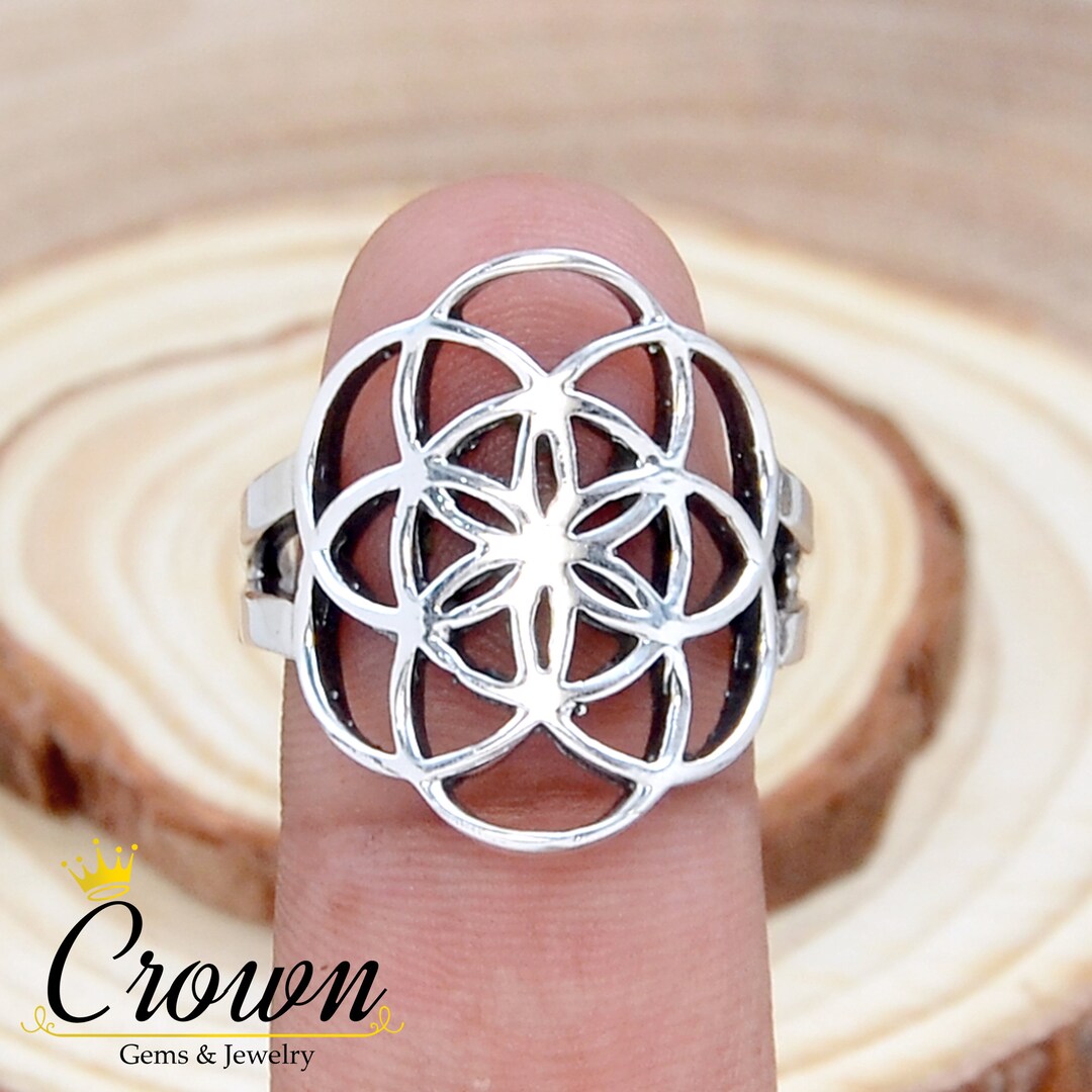 Flower of Life Ring, Seed of Life Ring, Circle of Life Ring, Handmade ...