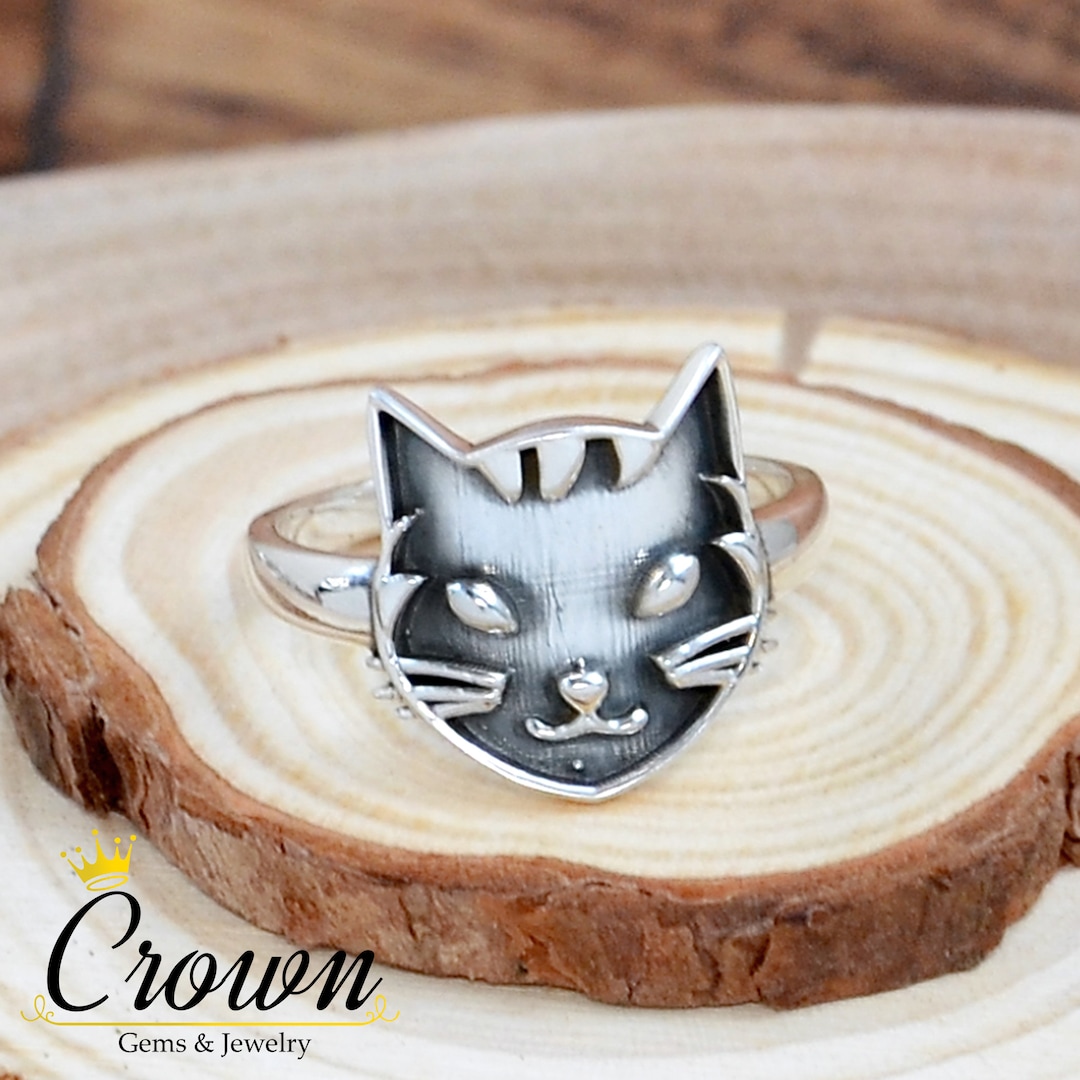 Cat Ring, Cat Animal Ring, Pets Ring, Cat Lover's Ring, Handmade 925 Sterling Silver Ring ...