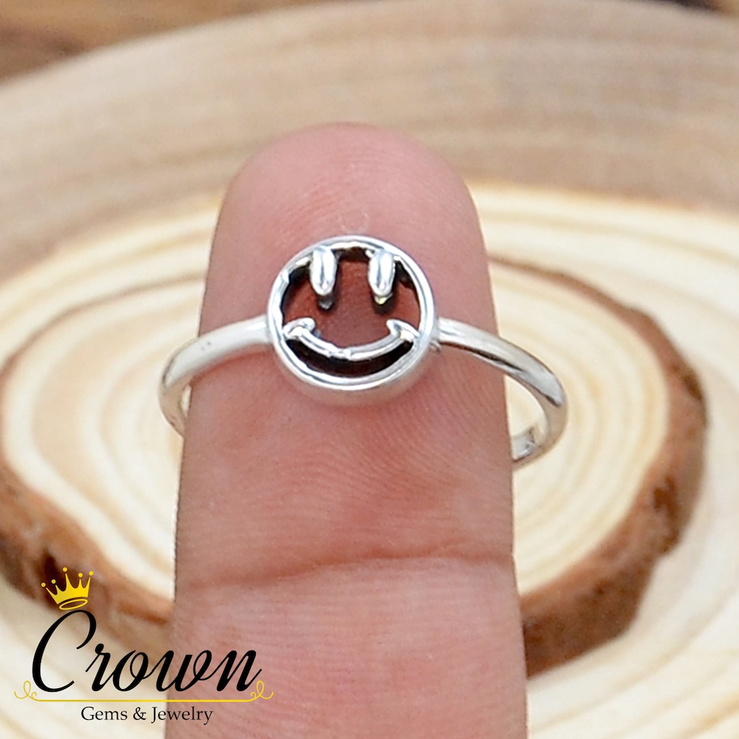 Smiley Face Ring, Happy Face Ring, Smile Ring, Happiness Ring, 925 ...