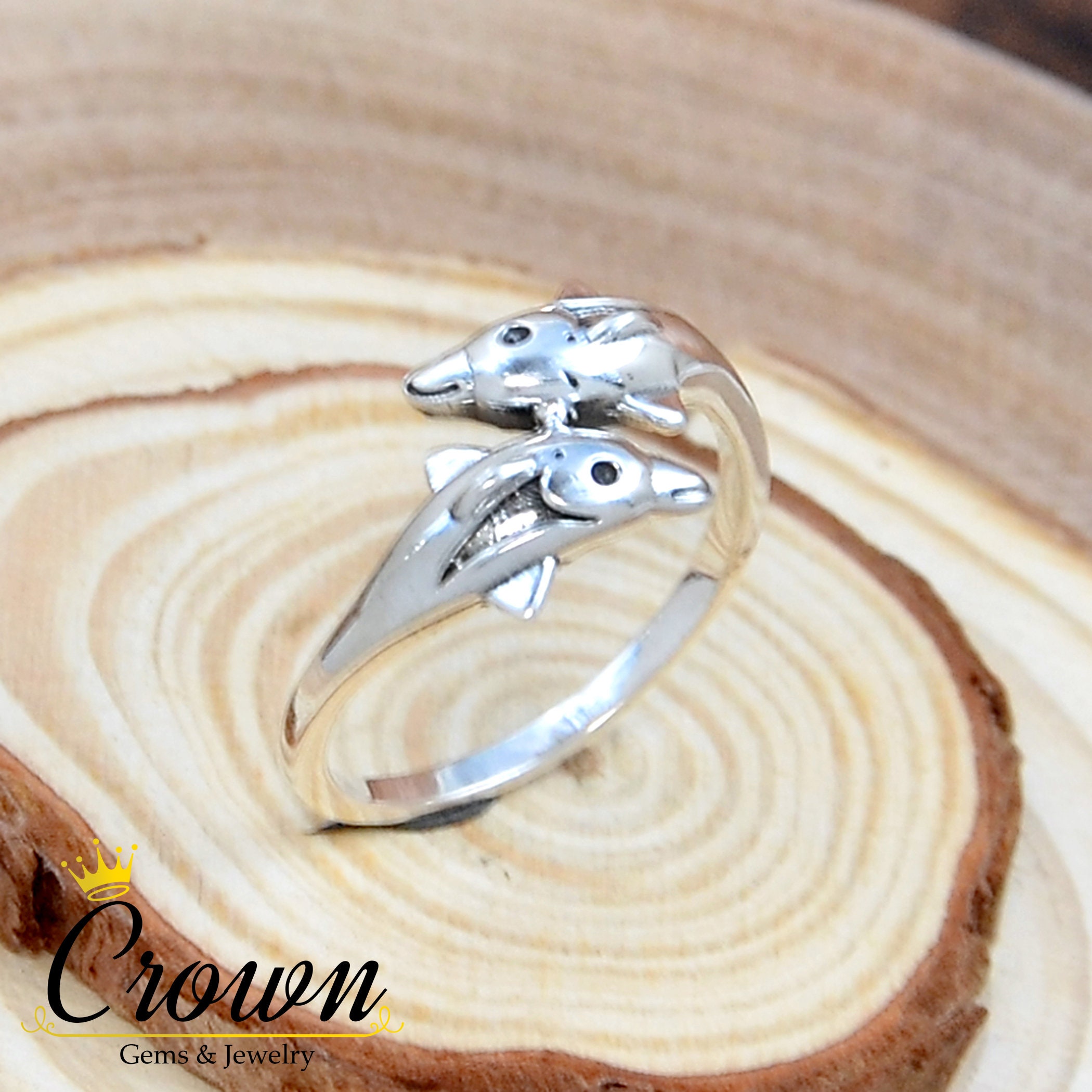 Dolphin Ring Double Dolphin Ring Ocean Inspired Ring Ocean - Etsy