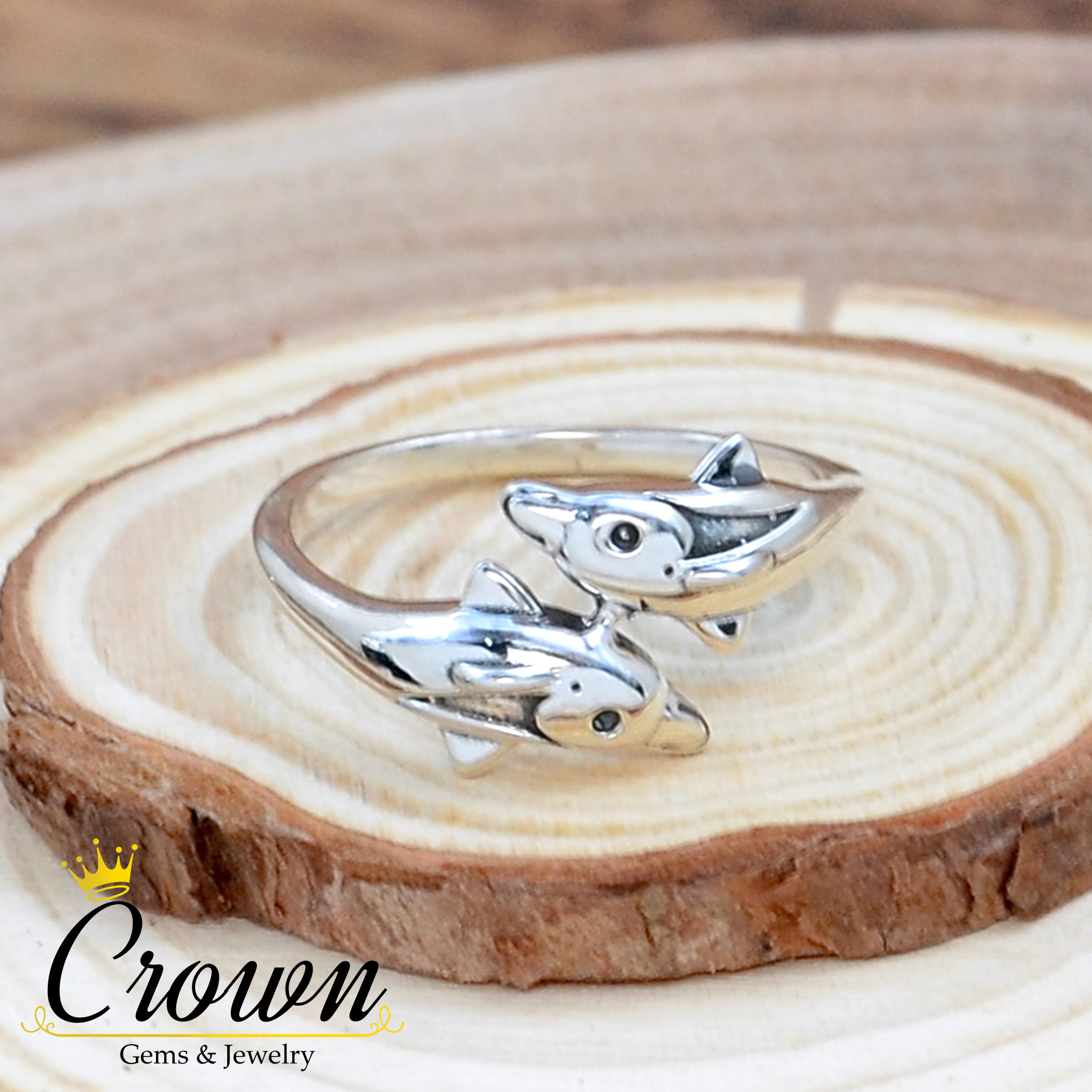 Dolphin Ring Double Dolphin Ring Ocean Inspired Ring Ocean - Etsy