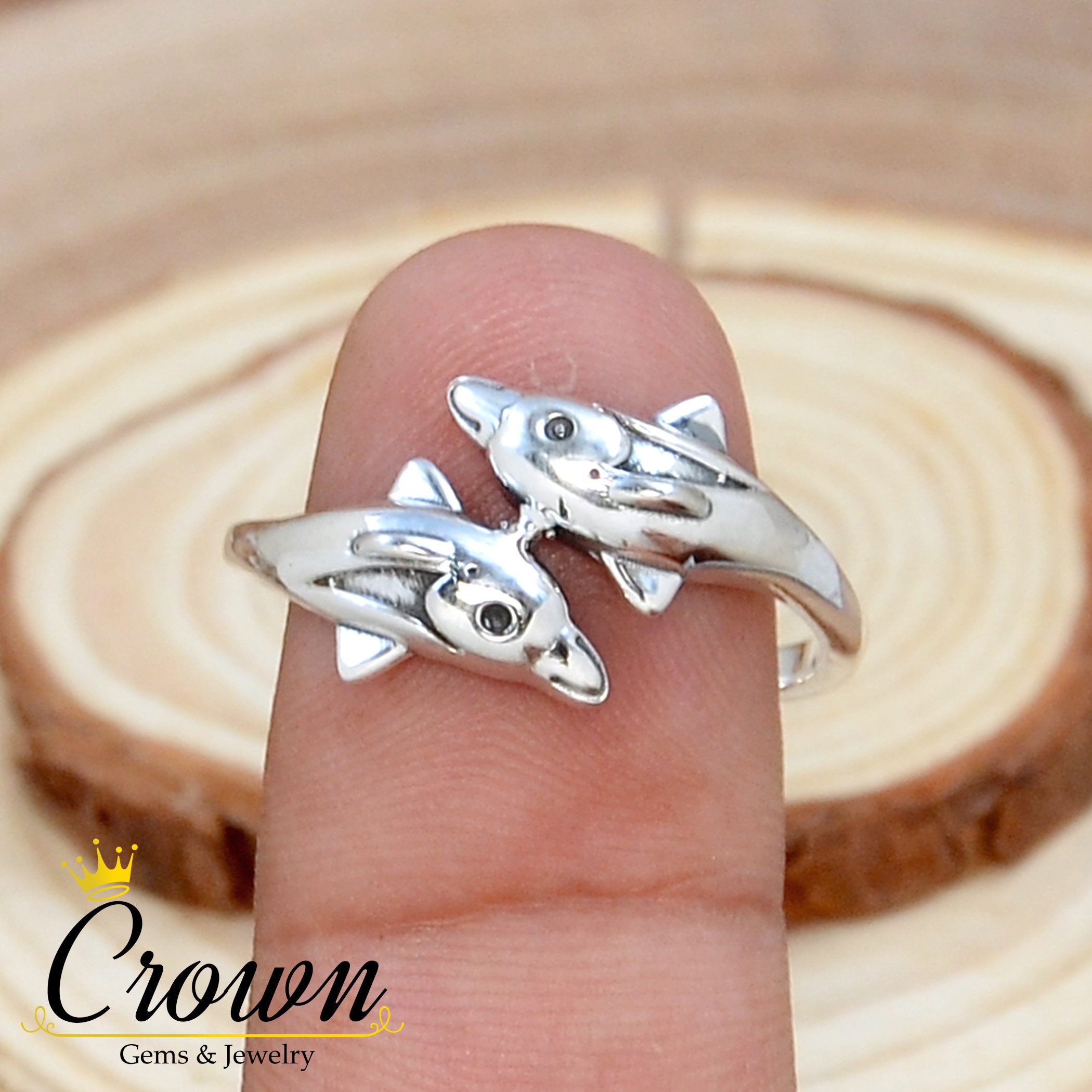 Dolphin Ring Double Dolphin Ring Ocean Inspired Ring Ocean - Etsy