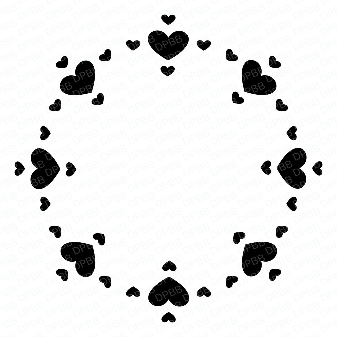 Circle of Hearts PNG SVG, Heart Circle Clipart, Heart Silhouette, Heart ...