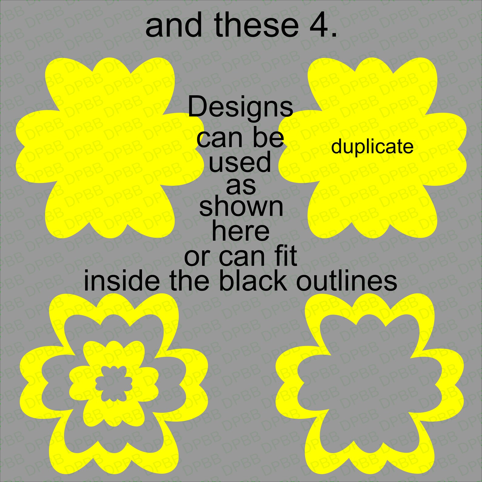 Flower Outline, Flower Outline Clipart, Floral PNG, Yellow Flower ...