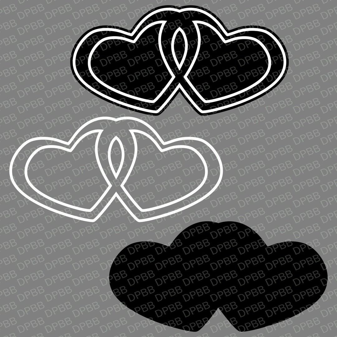 Unity Hearts, Double Hearts, Hearts SVG, PNG, Love Hearts Silhouette ...