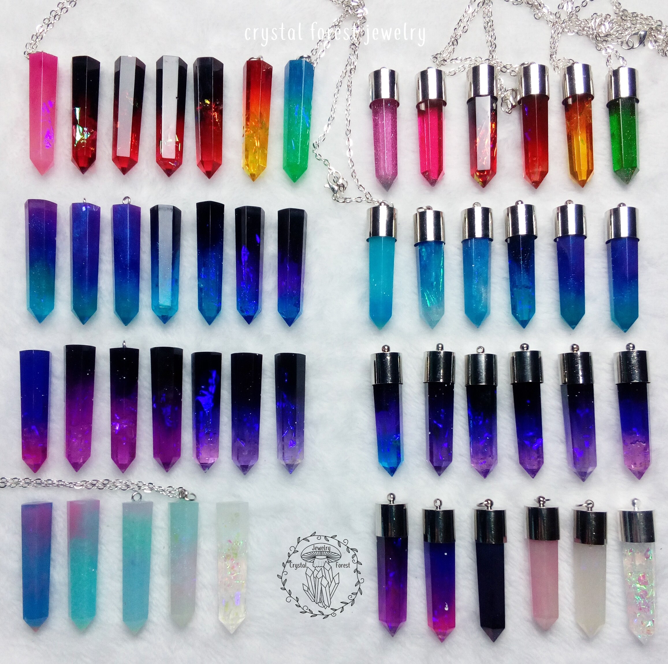 Purple Violet Blue Crystal Pendant With Blue Sparkling Resin - Etsy