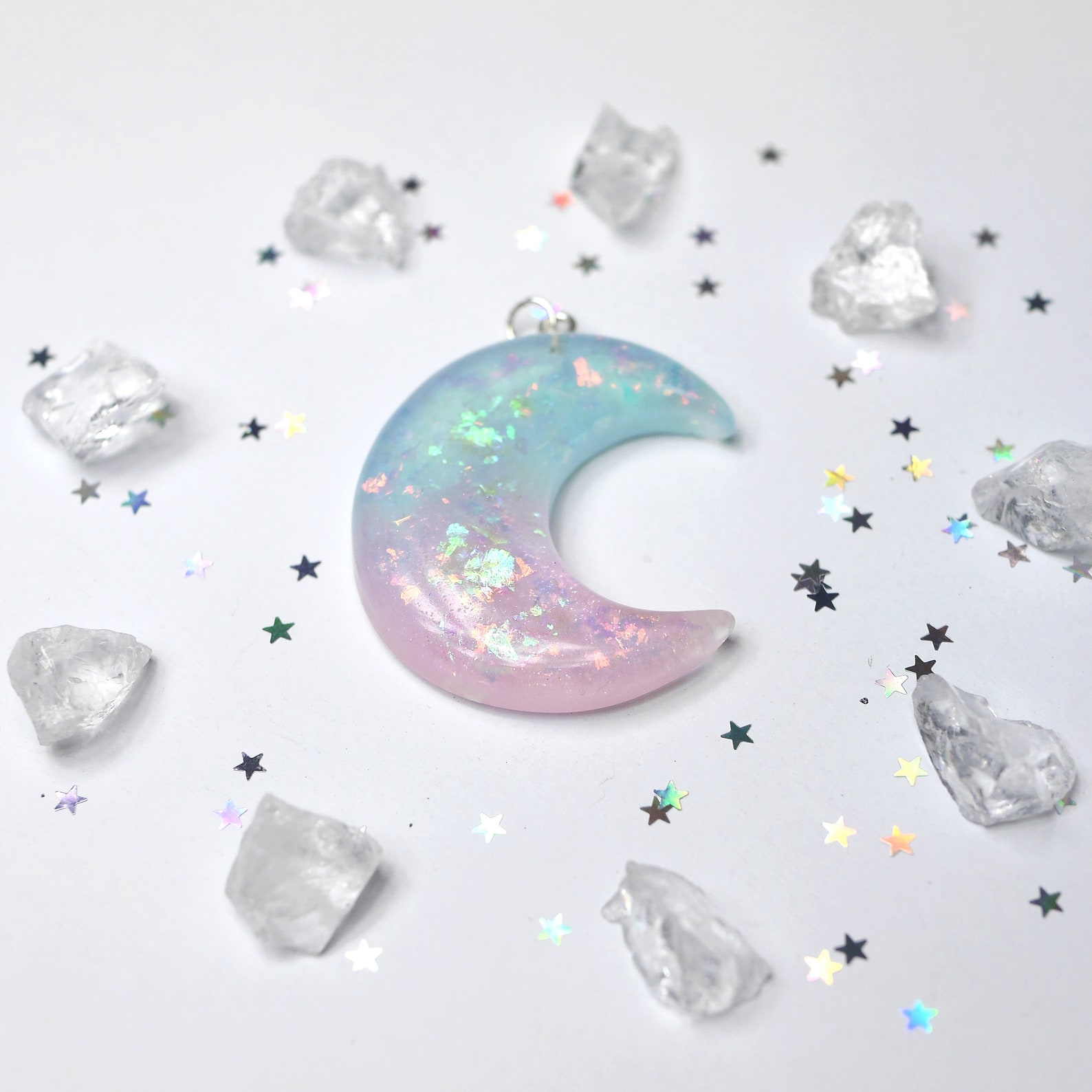 Cute Pastel Blue Purple Pink Moon Crescent Pastel Moon - Etsy