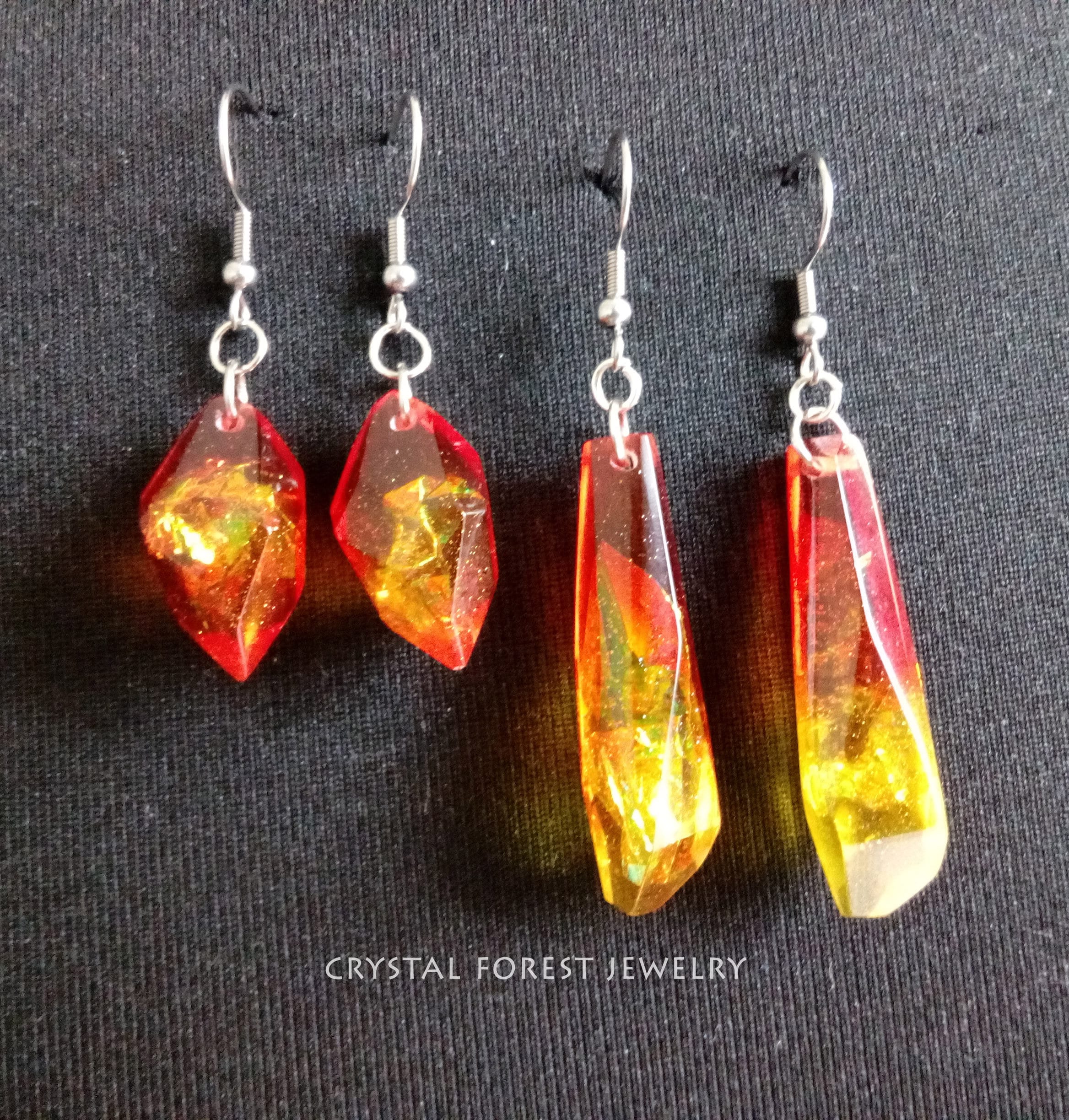 Fire resin magic earrings in red orange yellow color with | Etsy
