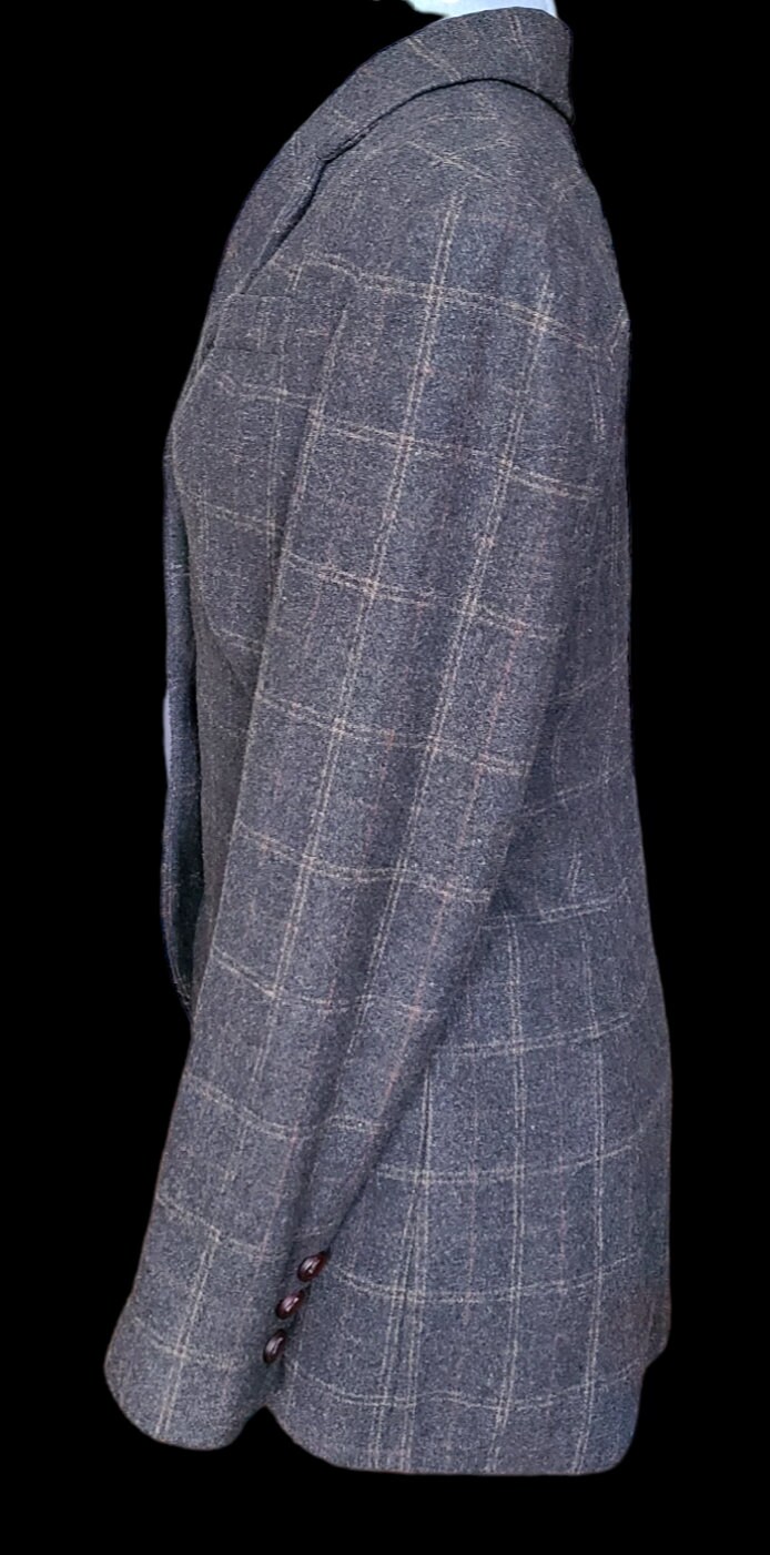 CABI Grey Plaid Tweed Hacking Jacket Size 8 - Etsy