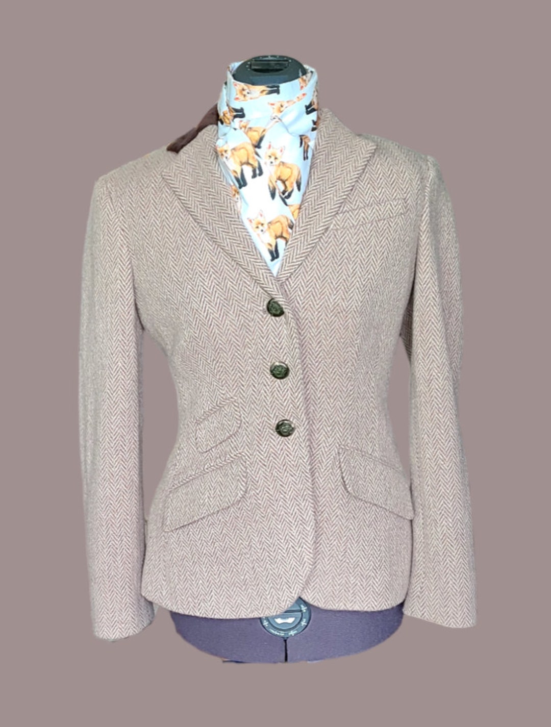 LAUREN by RALPH LAUREN Light Brown Tweed Hunting Jacket, Size 2 Womans ...