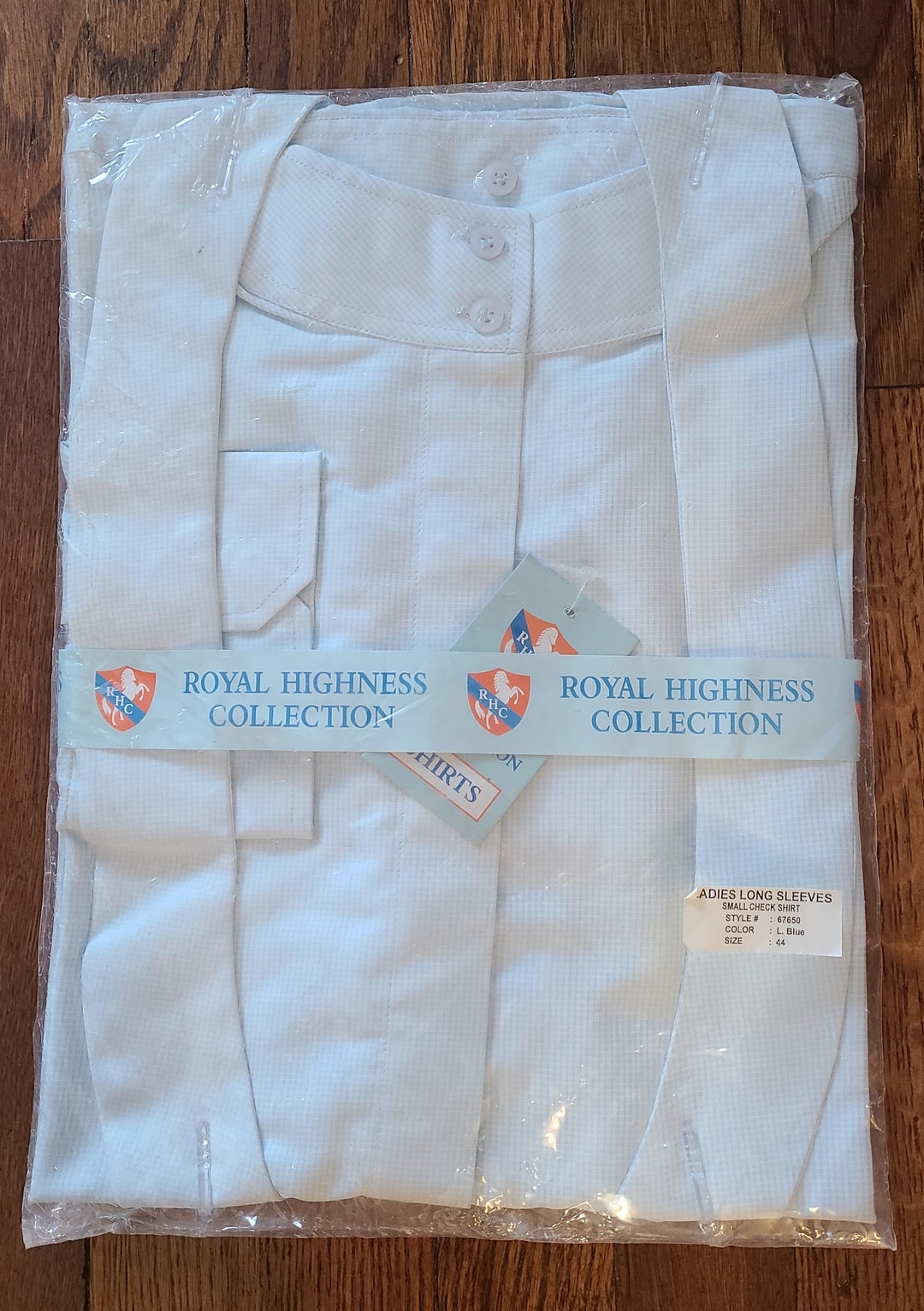 ROYAL HIGHNESS COLLECTION Light Blue Small Check Huntshirt, Size Womans ...