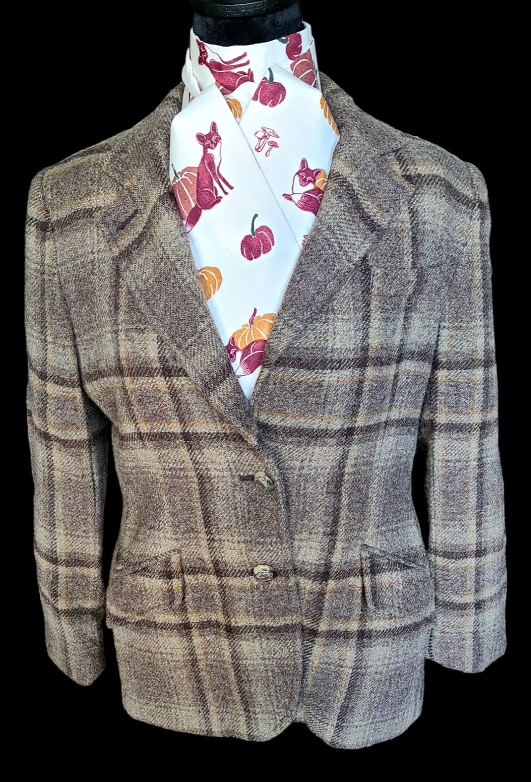 LAUREN by RALPH LAUREN Brown Plaid Tweed Hunting/hacking Jacket, Size ...