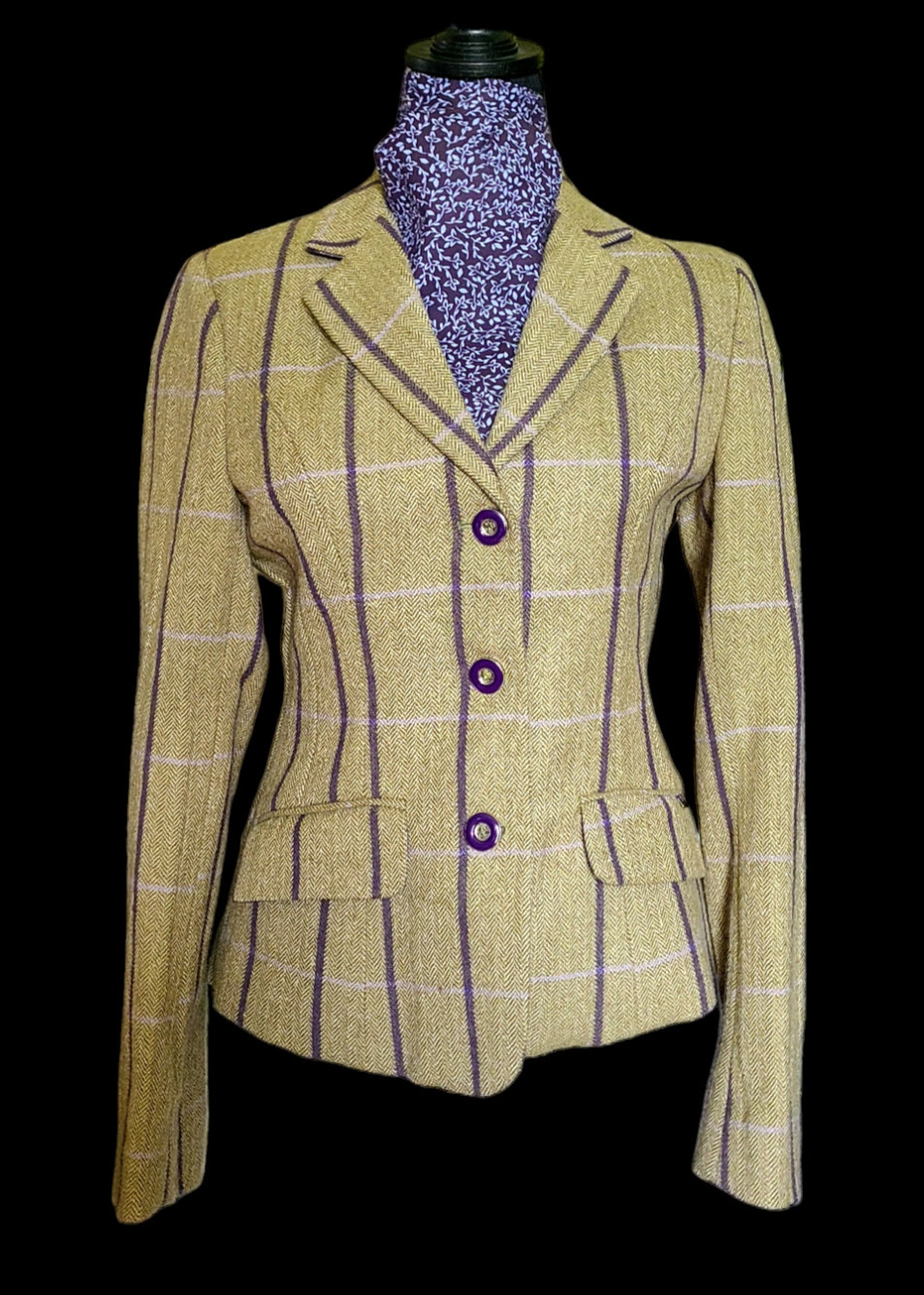 RYDALE LUCINDA Olive Green/plum/lavender Tweed Hunting Jacket, Womans ...