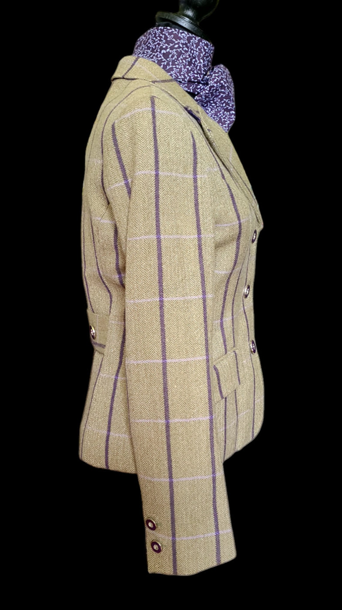 RYDALE LUCINDA Olive Green/plum/lavender Tweed Hunting Jacket, Womans ...