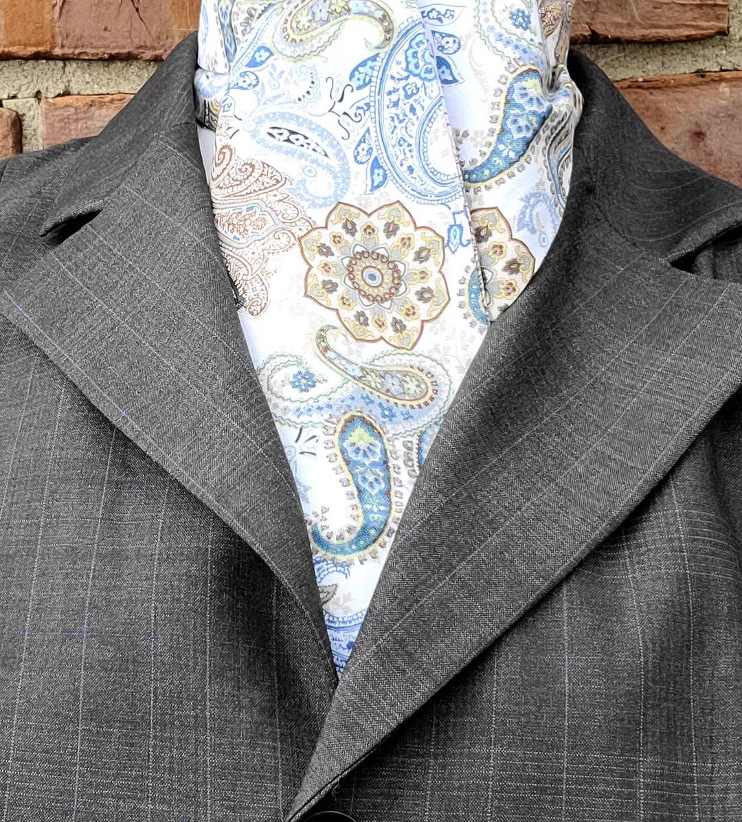 TRADITIONAL Shaped Stock Tie, Paisley on White - Etsy