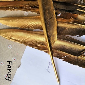 5 Pcs Gold Wedding Feather Ballpoint Pen Golden Wedding Pen Feather Pen ...