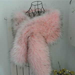 Light Pink With Black Tip Faux Fur Bridal Wrap Fur Wrap Bridal Faux Fur ...