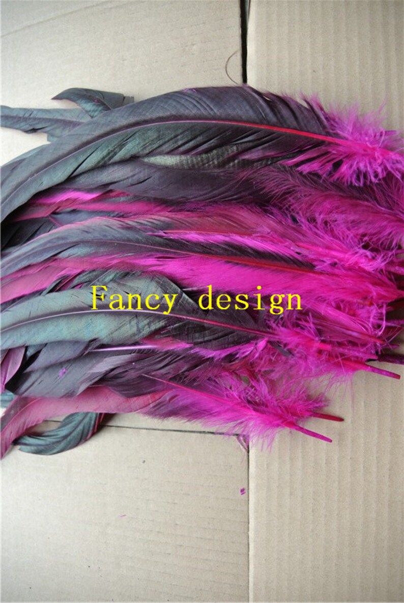 RED Orange Hot Pink Purple Yellow Green Rooster Coque Feather Loose 100 ...
