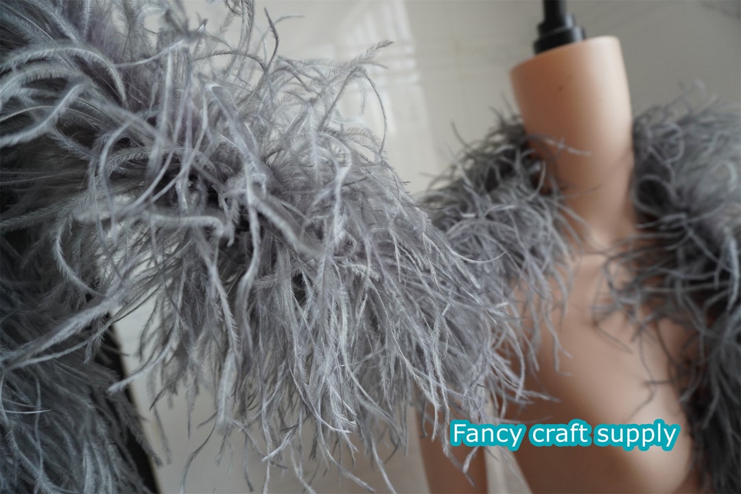 22 Colors Dark Gray OSTRICH Feather Boa 6 Ply Dancing Dress Wedding ...