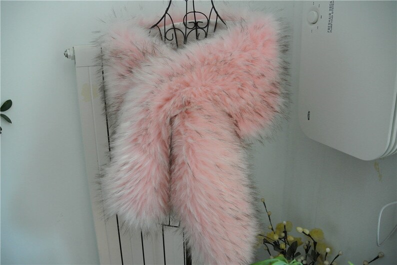 Light Pink With Black Tip Faux Fur Bridal Wrap Fur Wrap Bridal - Etsy