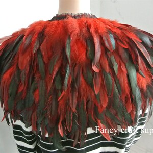 Red Feather Cape Black Feathered Collar Feather Cape Gothic Feather ...