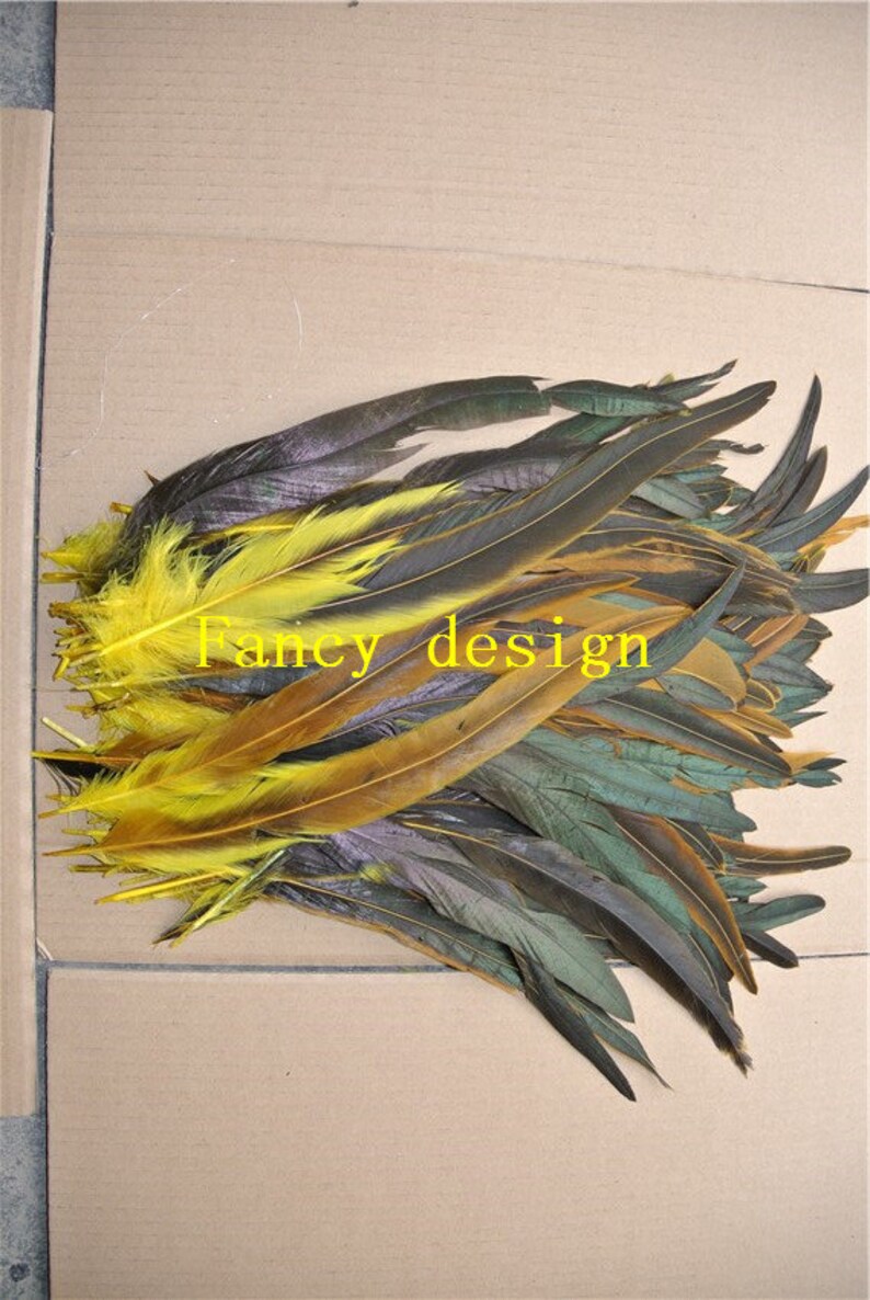 RED Orange Hot Pink Purple Yellow Green Rooster Coque Feather Loose 100 ...
