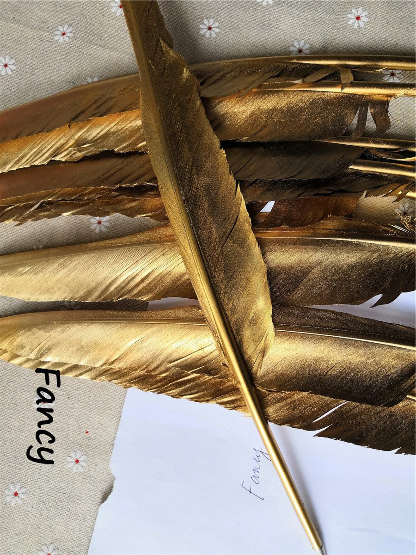 10pcs Gold Wedding Feather Ballpoint Pen Golden Wedding Pen - Etsy