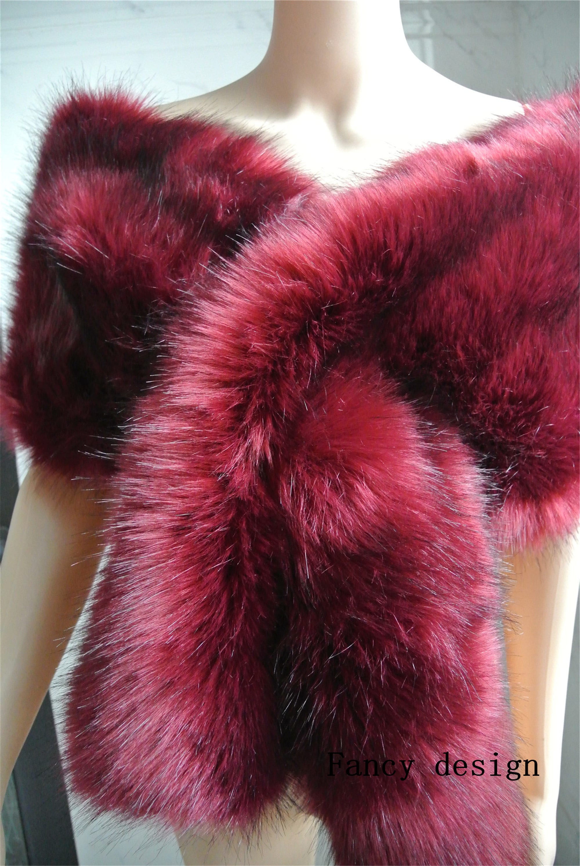 Burgundy wine red faux fur bridal wrap Bridal Faux Fur Stole | Etsy