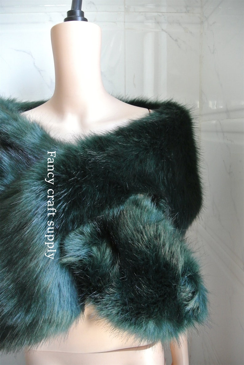 Deep Green Faux Fur Bridal Wrap Bridal Faux Fur Stole Bridal Fur Shawl ...