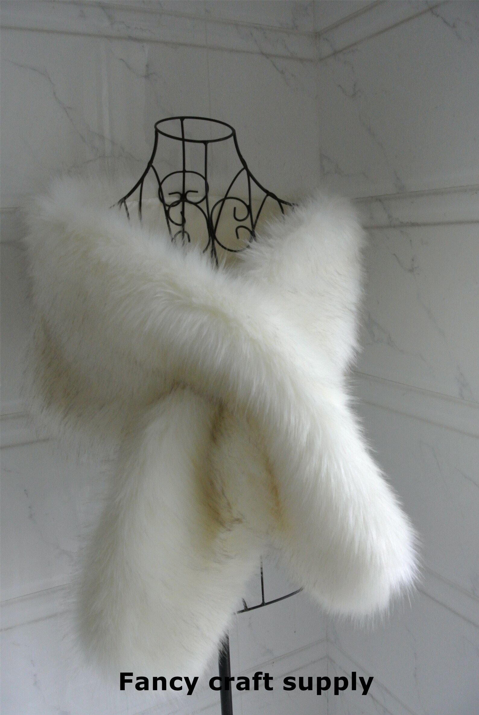 Ivory/white With Brown Tip Faux Fur Bridal Wrap Fur Wrap | Etsy