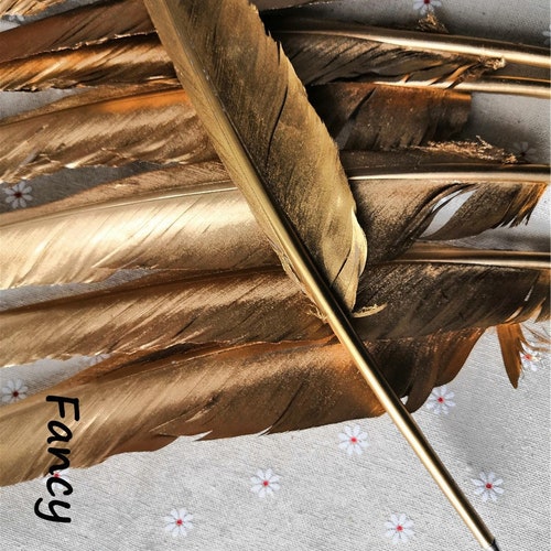 2 Pcs Gold Wedding Feather Ballpoint Pen Golden Wedding Pen - Etsy