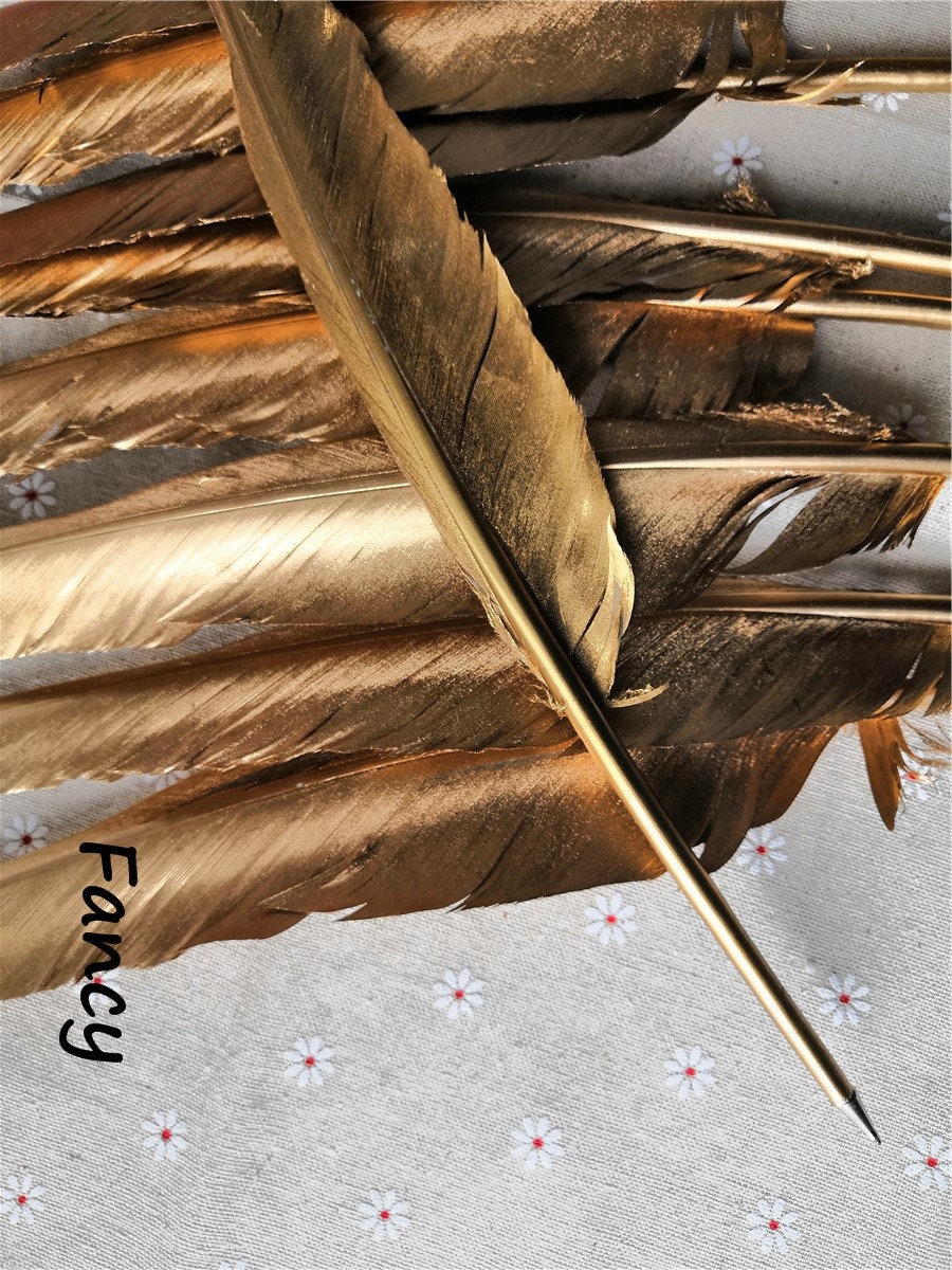 5 Pcs Gold Wedding Feather Ballpoint Pen Golden Wedding Pen - Etsy