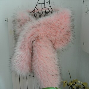 Light Pink With Black Tip Faux Fur Bridal Wrap Fur Wrap Bridal Faux Fur ...