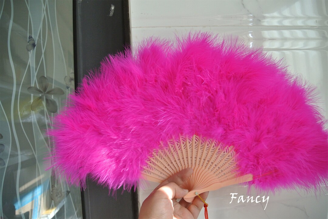 Hot Pink Party Feather Fan Marabou Feather Fan Turkey Feather Fan for ...