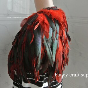 Red Feather Cape Black Feathered Collar Feather Cape Gothic Feather ...