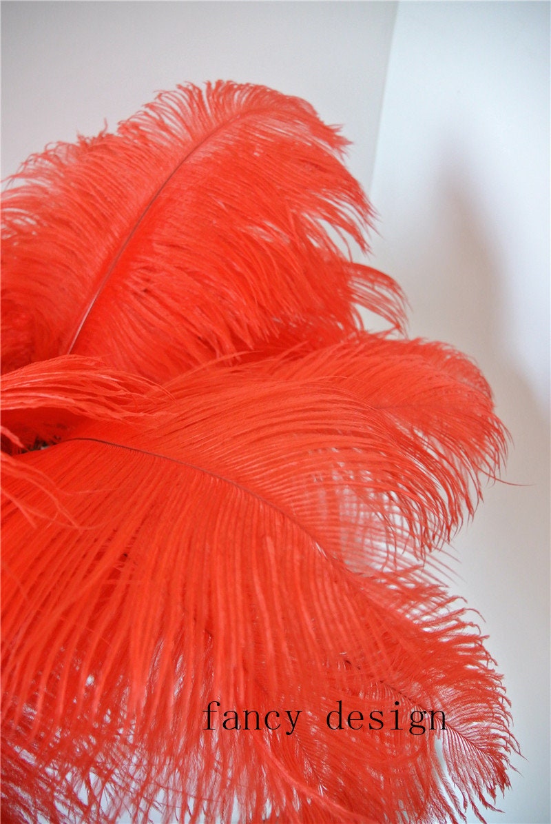 Red 5-22inch Ostrich Feather Ostrich Plume 100 Pcs for Wedding Party ...