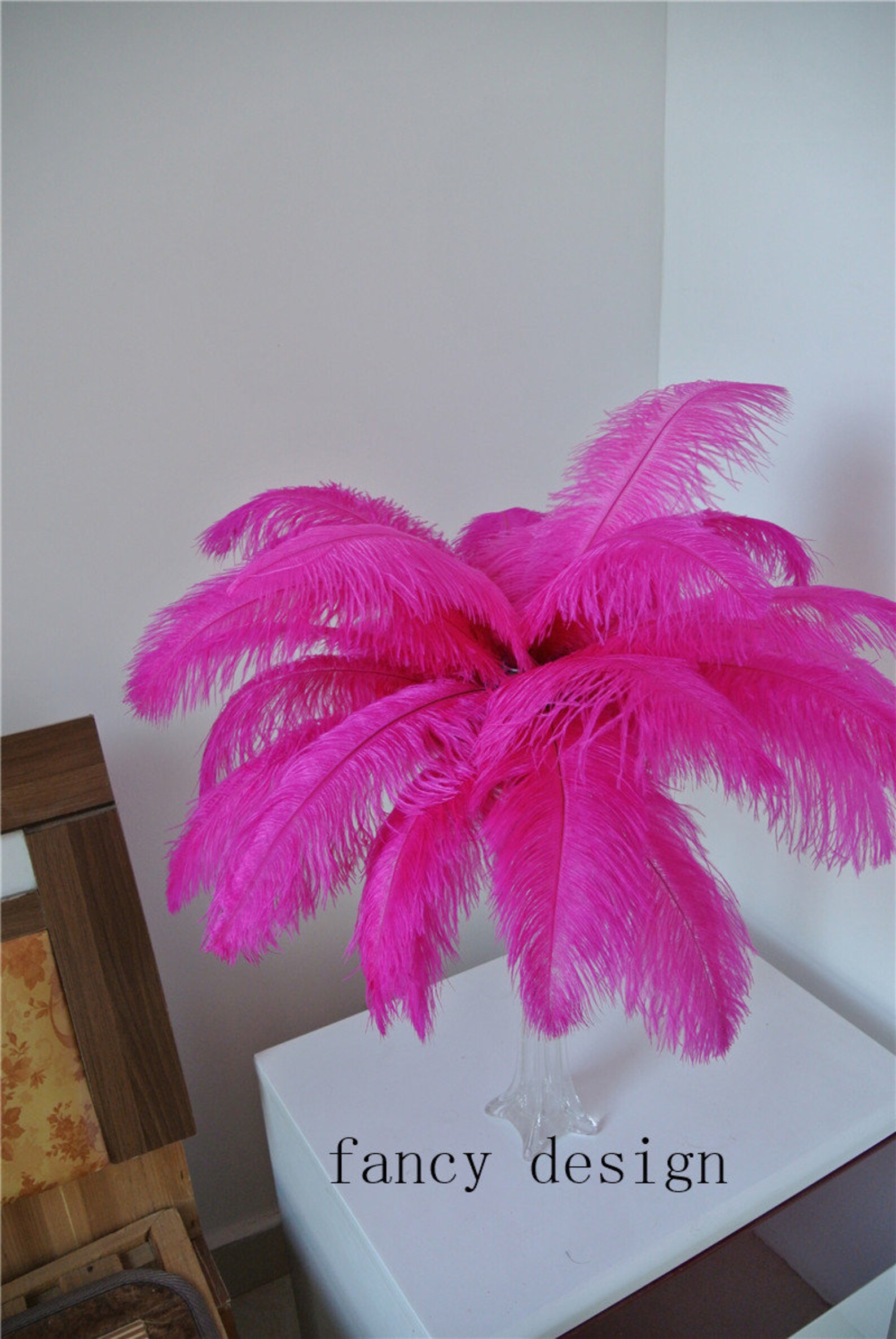 Hot Pink Fuchsia Ostrich Feather Ostrich Plume 50 Pcs for Wedding Party ...